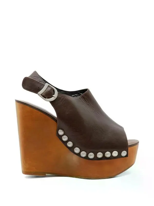 Jeffrey Campbell Stud-embellished Wedge Sandals - Brown