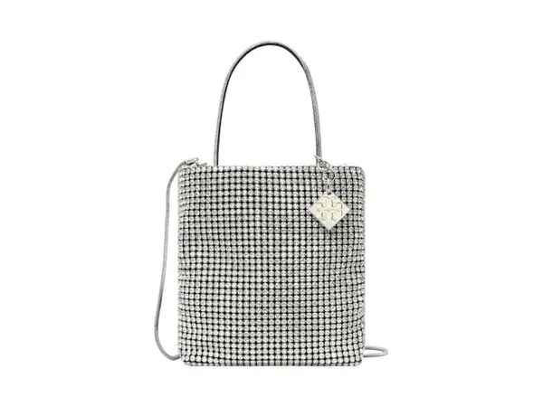 Tory Burch Night Owl Crystal Embellished Mini Tote - Silver