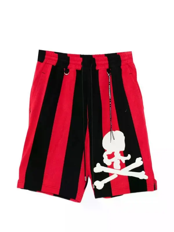 MASTERMIND WORLD Skull-patch Striped Shorts