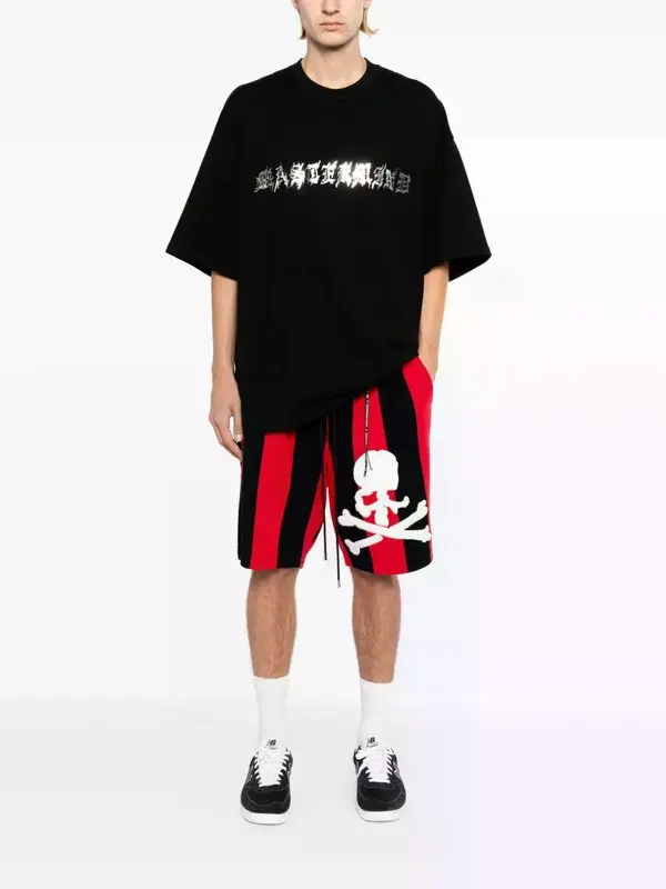 MASTERMIND WORLD Skull-patch Striped Shorts