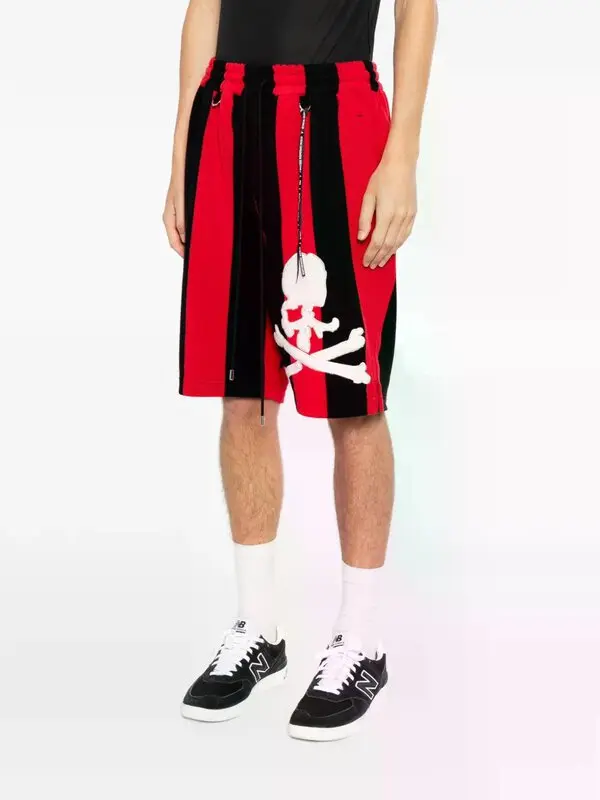 MASTERMIND WORLD Skull-patch Striped Shorts