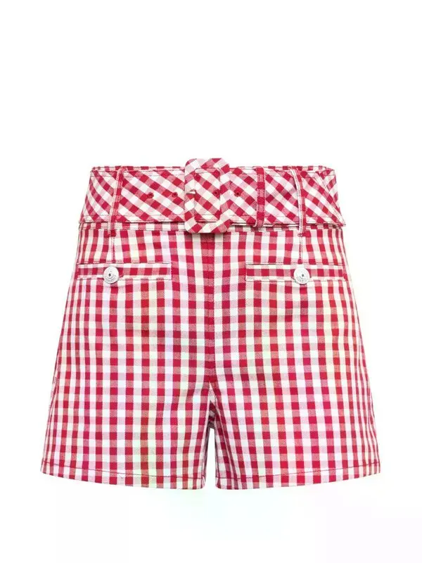 Cinq À Sept Allie Gingham Belted Mini Shorts