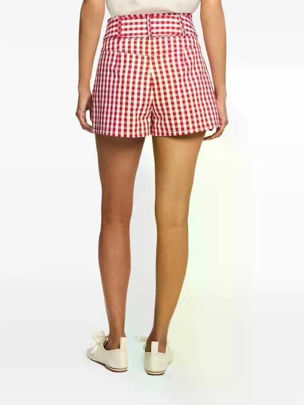 Cinq À Sept Allie Gingham Belted Mini Shorts
