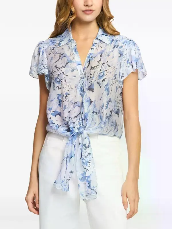 Cinq À Sept Marianna Heirloom Petals Flutter-sleeve Blouse