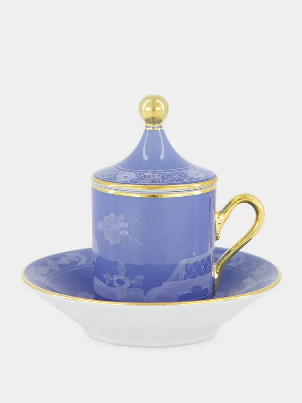 GINORI 1735 Oriente Italiano Coffee Cup With Cover - Blue