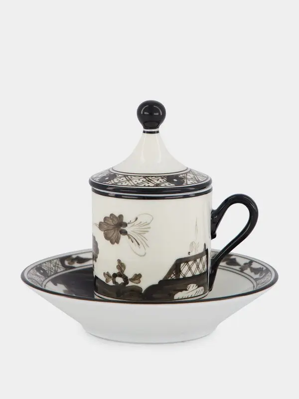 GINORI 1735 Oriente Italiano Albus Coffee Cup With Cover - White