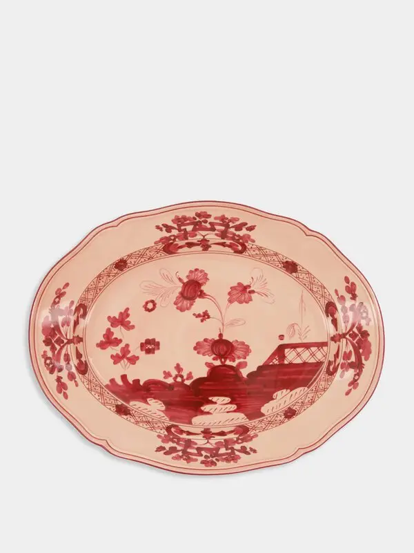 GINORI 1735 Oriente Italiano Oval Flat Platter - Red