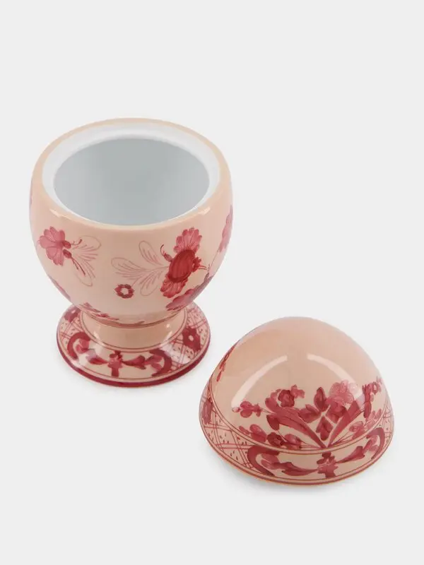 GINORI 1735 Oriente Italiano Vermiglio Porcelain Egg Cup With Cover - Red
