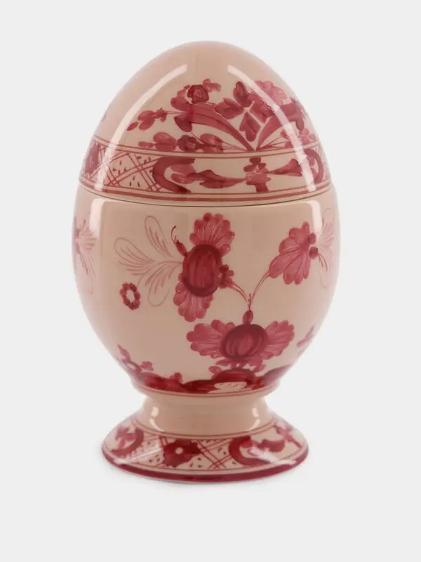 GINORI 1735 Oriente Italiano Vermiglio Porcelain Egg Cup With Cover - Red