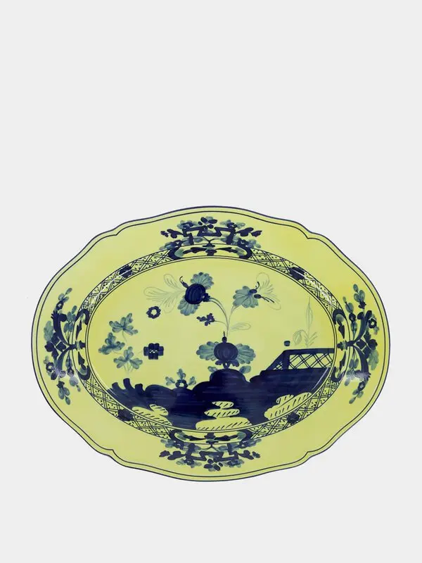 GINORI 1735 Oriente Italiano Flat Oval Platter - Yellow