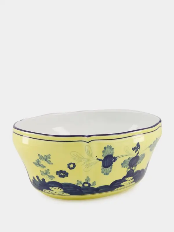 GINORI 1735 Oriente Italiano Oval Salad Bowl - Yellow