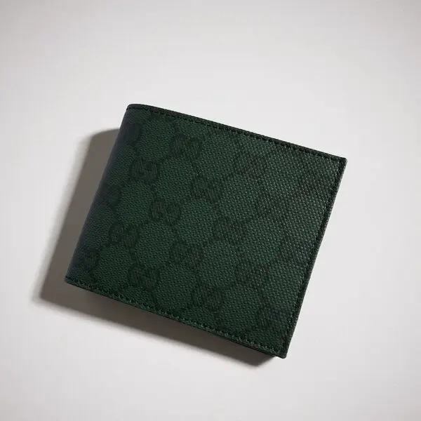 Gucci Essence Classic Bi-fold Wallet Original Gg Fabric - Green