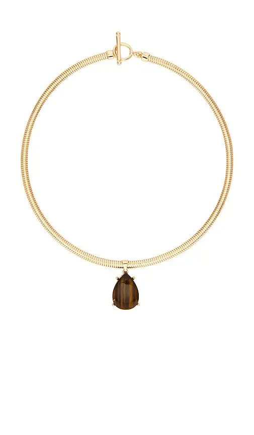 8 Other Reasons Necklace With Stone Pendant - Gold & Brown