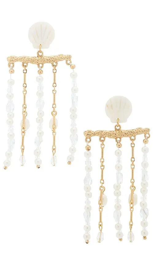 8 Other Reasons Shell Dangle Earrings - Gold & White