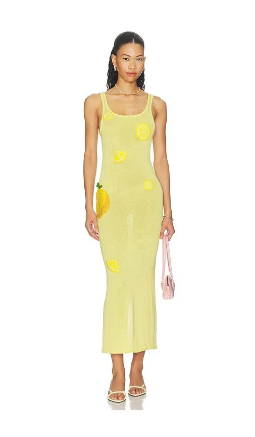 LESLIE AMON Citron Tank Knit Maxi Dress - Lemon