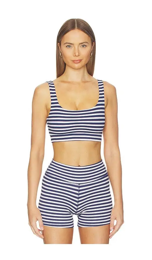Strut This The Jolie Sports Bra In Navy - Navy Stripe