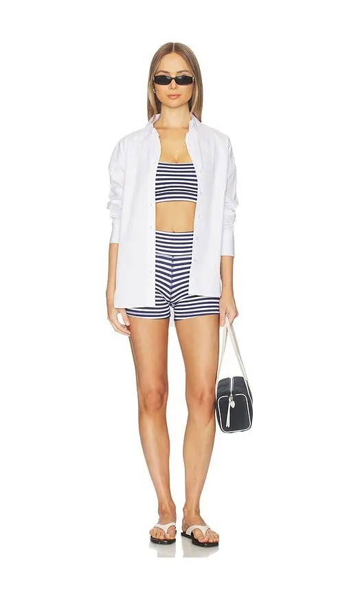 Strut This The Jolie Sports Bra In Navy - Navy Stripe