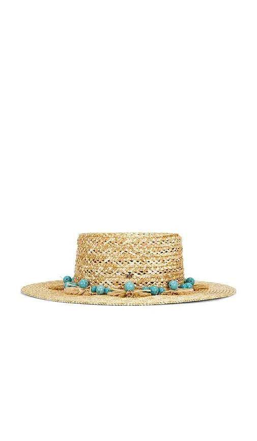 Lele Sadoughi Poms Straw Hat