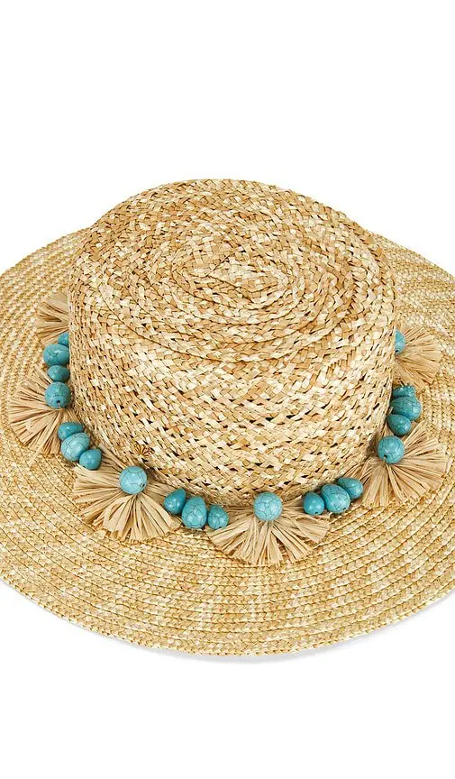 Lele Sadoughi Poms Straw Hat