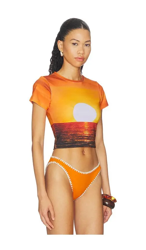 LESLIE AMON Printed Cropped T-shirt