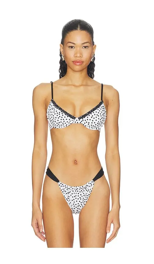 LESLIE AMON Maya Bikini Top - Black Polka