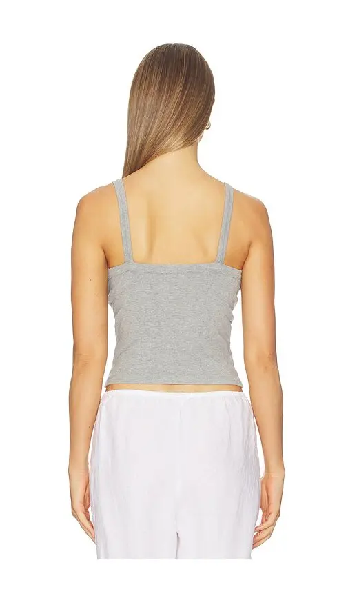 Donni. Baby Rib Square Neck Tank - Heather Grey