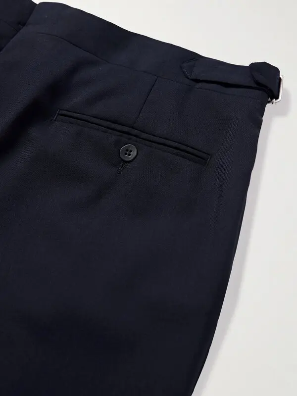 STOFFA Straight-leg Pleated Wool Trousers - Blue