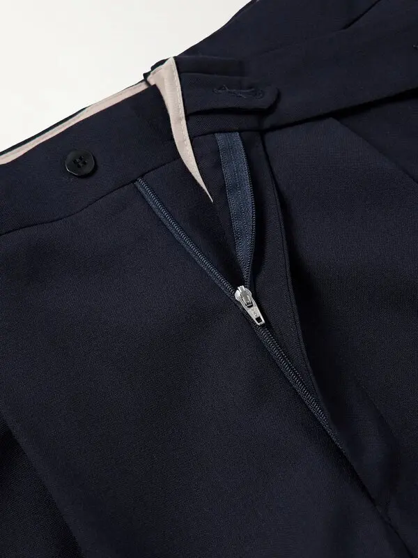 STOFFA Straight-leg Pleated Wool Trousers - Blue