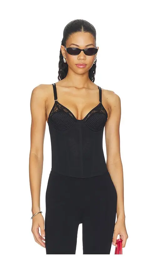 FLEUR DU MAL Topstitch Bebe Bra Bustier Top - Black