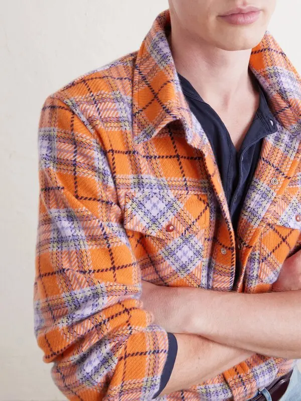 GOD'S TRUE CASHMERE Midnight Sun Checked Cashmere Shirt