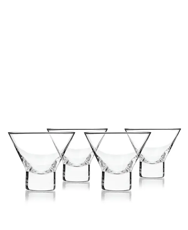 VISKI Raye Heavy Base Crystal Stemless Martini Glasses, Set Of 4 - Clear