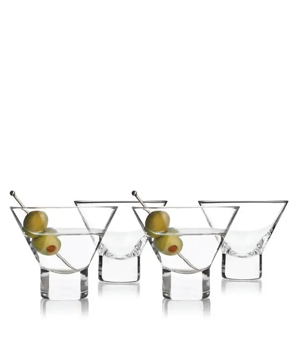 VISKI Raye Heavy Base Crystal Stemless Martini Glasses, Set Of 4