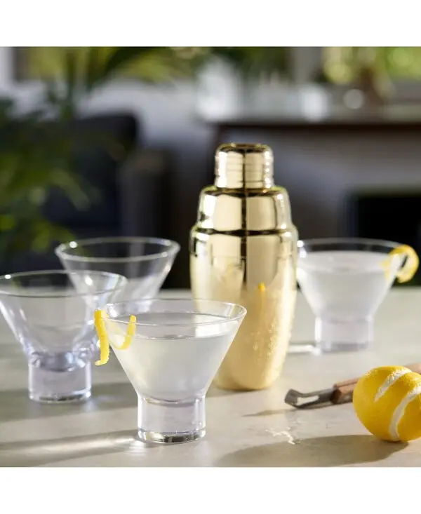 VISKI Raye Heavy Base Crystal Stemless Martini Glasses, Set Of 4
