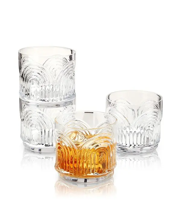 VISKI Beau Crystal Lowball Tumblers, Set Of 4 - Clear