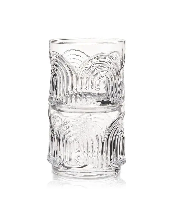 VISKI Deco Beau Crystal Lowball Tumblers, Set Of 2 - Clear