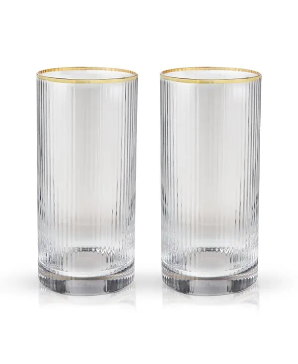 VISKI Meridian Crystal Highball Glasses, Set Of 2 - Clear
