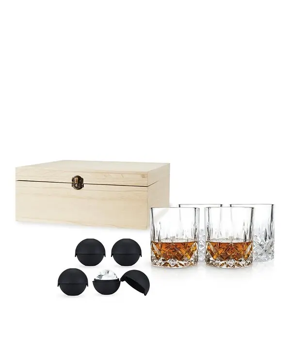 VISKI Admiral 8-piece Crystal Tumbler & Ice Sphere Box Set - Clear