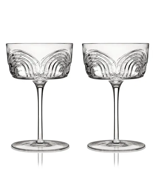 VISKI Deco Beau Crystal Coupes, Set Of 2 - Clear