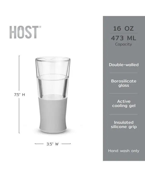 HOST Glass Freeze Beer Cooling Cup, Set Of 2
