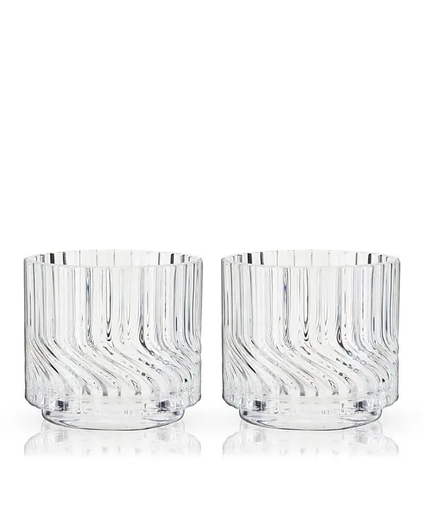 VISKI Zephyr Crystal Lowball Tumblers, Set Of 2 - Clear