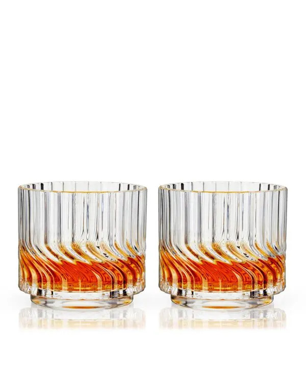 VISKI Zephyr Crystal Lowball Tumblers, Set Of 2