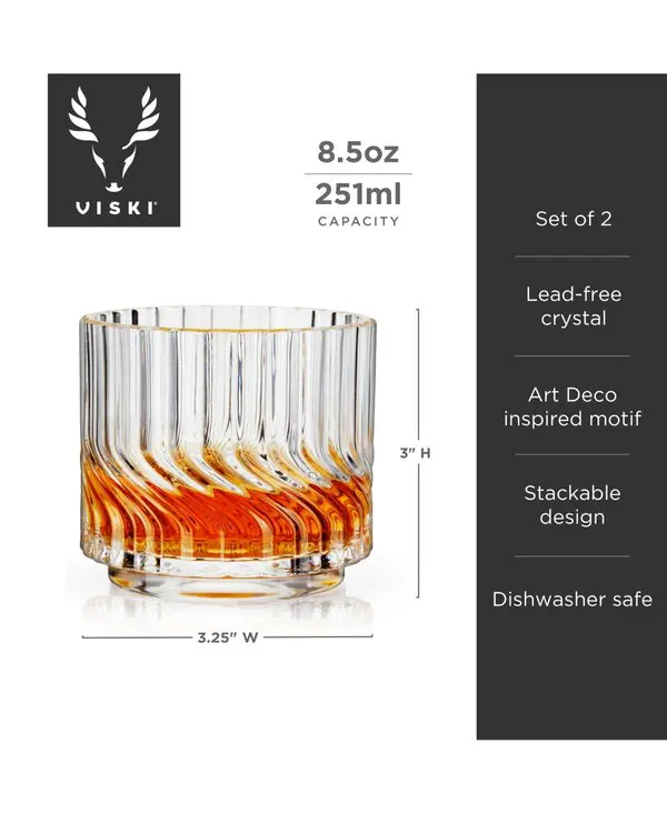 VISKI Zephyr Crystal Lowball Tumblers, Set Of 2