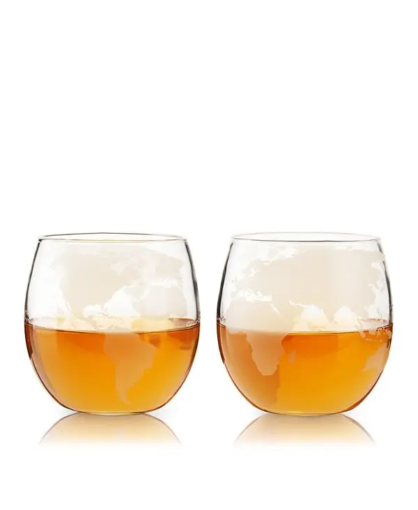 VISKI Globe Whiskey Tumblers, Set Of 2 - Clear
