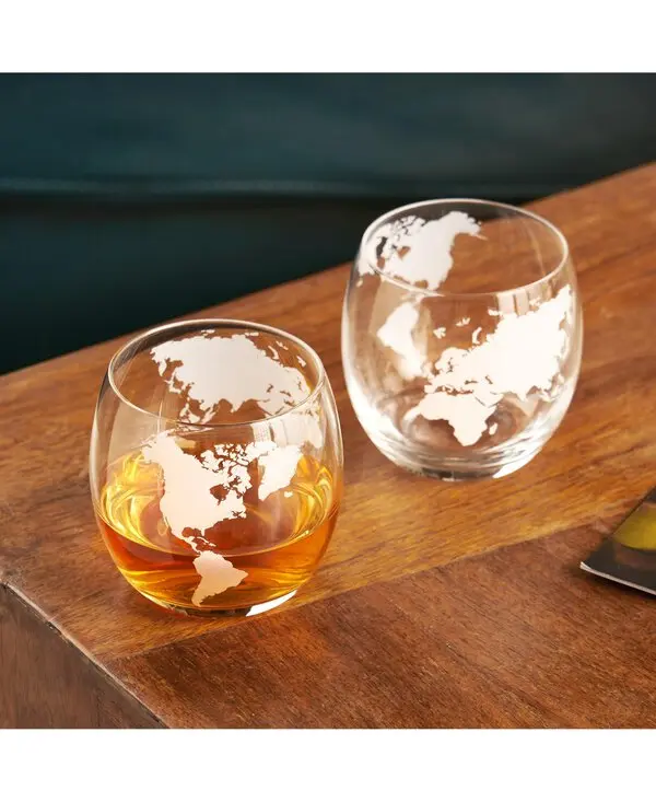 VISKI Globe Whiskey Tumblers, Set Of 2