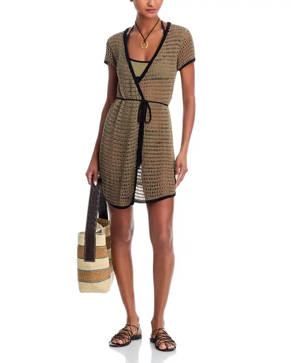 Staud Spritz Wrap Dress Swim Cover-up - Thyme/black