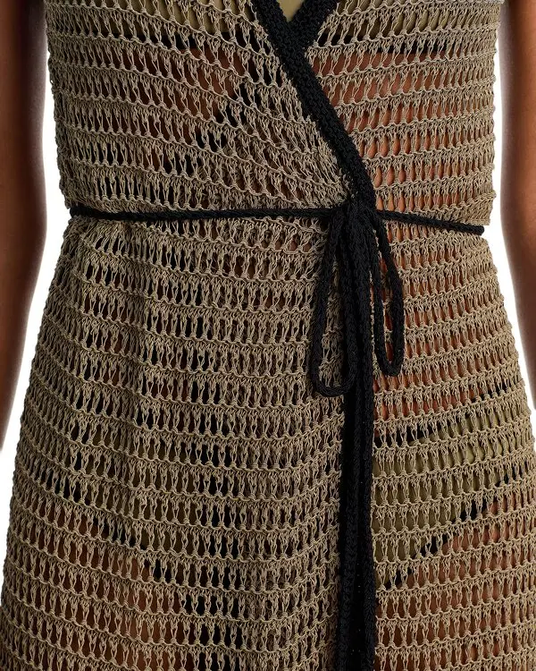Staud Spritz Wrap Dress Swim Cover-up - Thyme/black