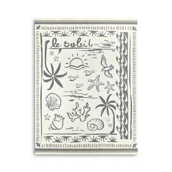 Barefoot Dreams Cozychic Le Soleil Printed Throw Blanket - Cream Multi