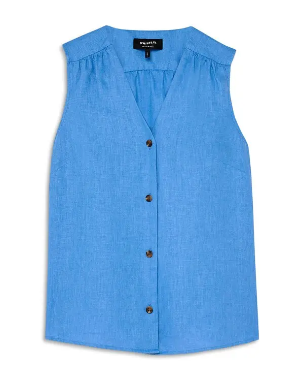 Whistles Laura Linen Tank - Blue