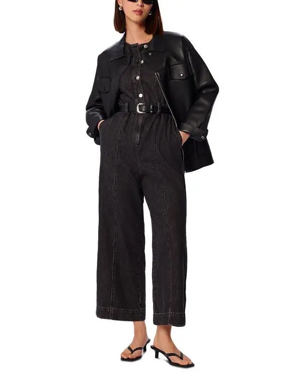 Whistles Denim Button-down Jumpsuit - Washed Black