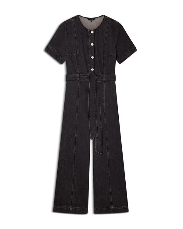 Whistles Denim Button-down Jumpsuit - Washed Black